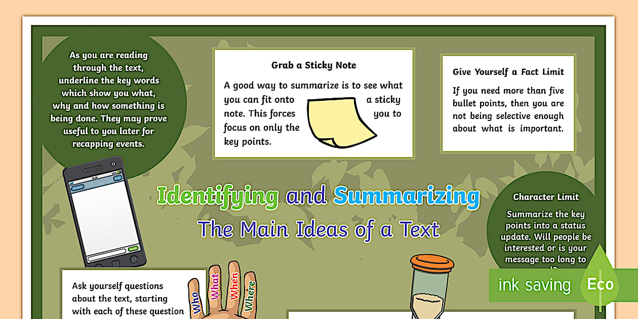 Identifying and Summarizing the Main Ideas of a Text Poster
