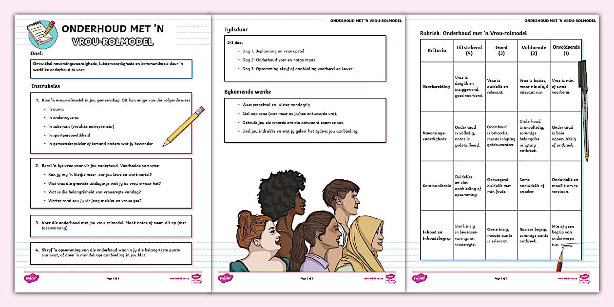 Onderhoud met 'n Vrou-Rolmodel (teacher made) - Twinkl