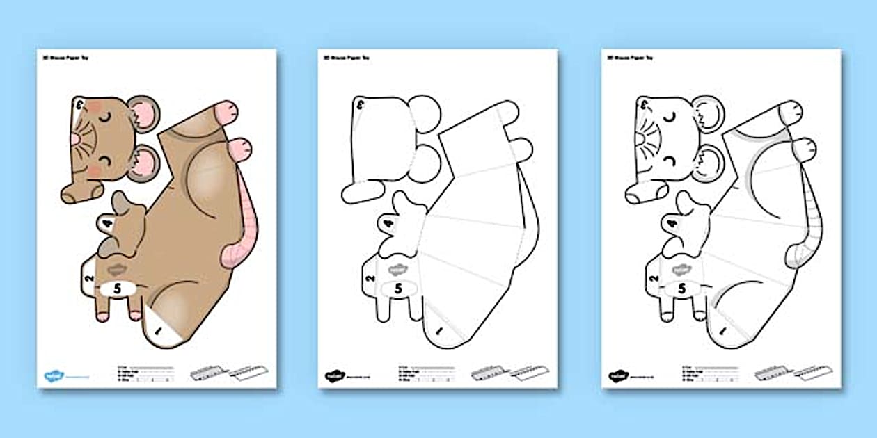 3D Mouse Paper Toy Printable (Teacher-Made) - Twinkl