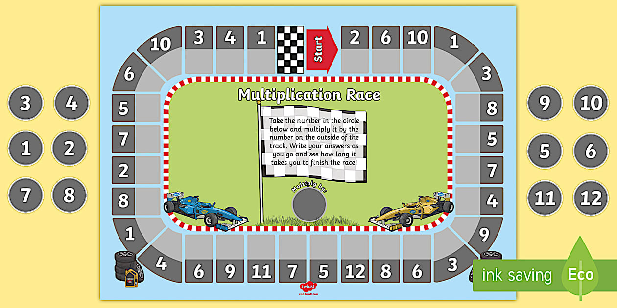 Editable Multiplication Race Board Game (öğretmen yaptı)