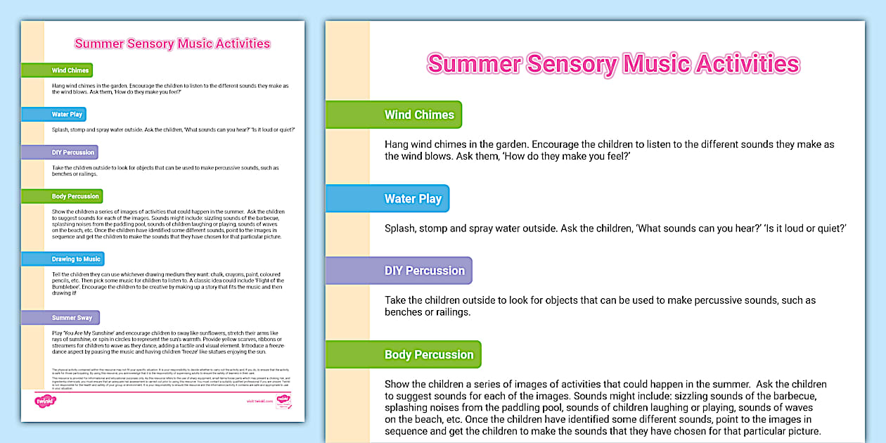 Summer Sensory Music Activities | Twinkl | SEND | Inclusion