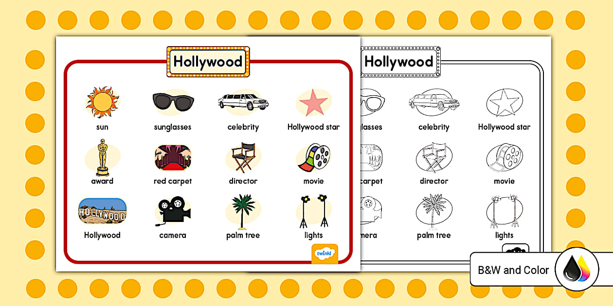 Hollywood Dramatic Play Word Mat