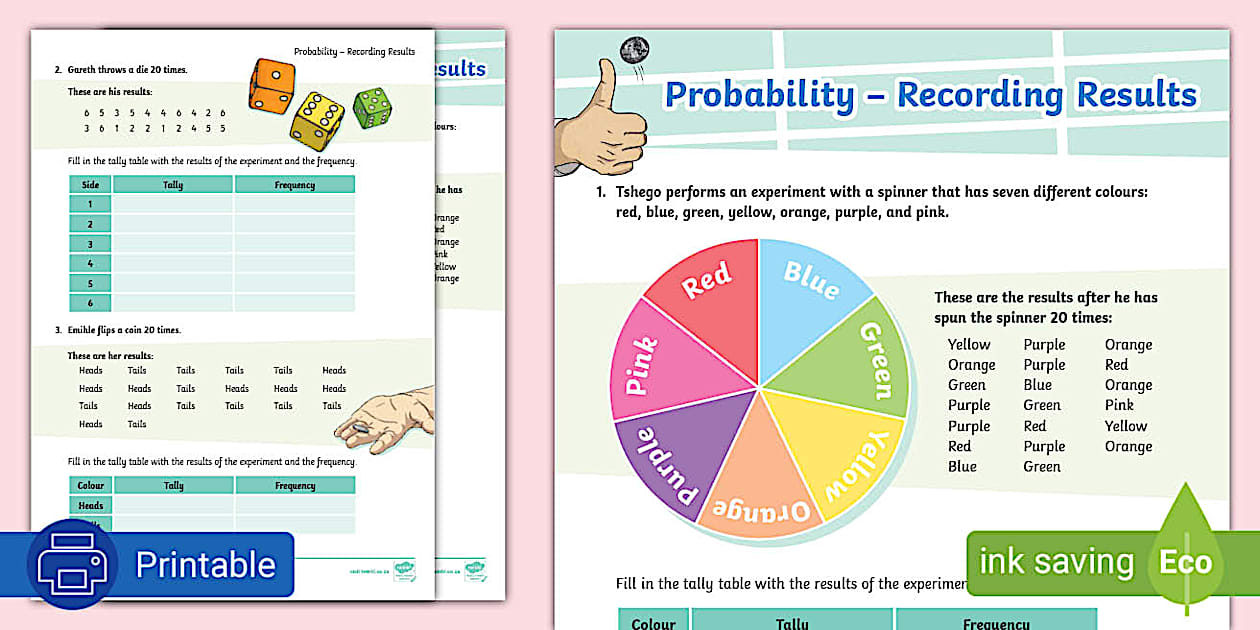 Probability – Recording Results Activity Sheet - Twinkl