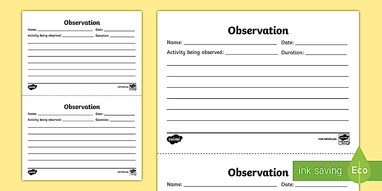 Kindergarten Infants Observation Template (Teacher-Made)