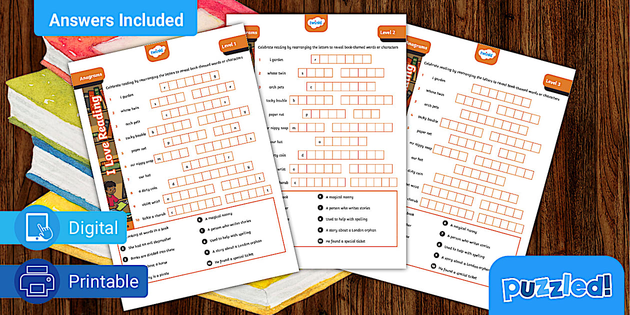 I Love Reading Anagram Puzzle - Twinkl - Kids Puzzles