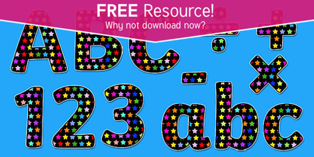 Free Multicolored Stars Bulletin Board Letters and Numbers
