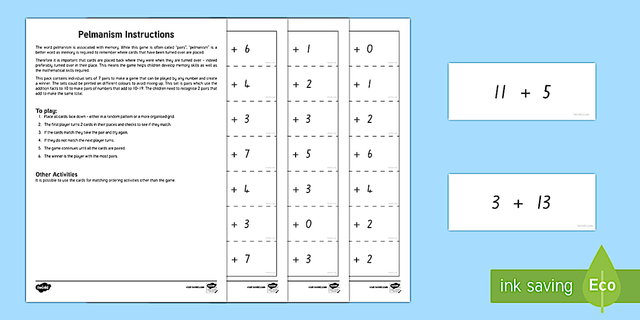 Memory Addition Facts Game (teacher made) - Twinkl