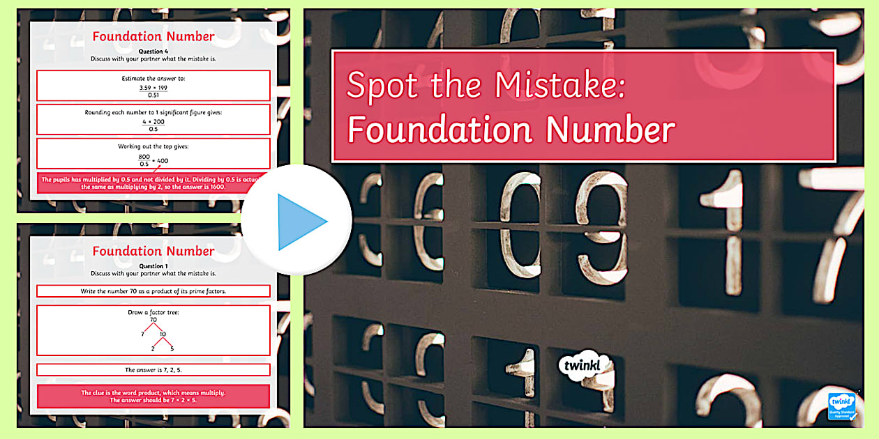 GCSE Number Revision: Spot the Mistake - Foundation - Twinkl