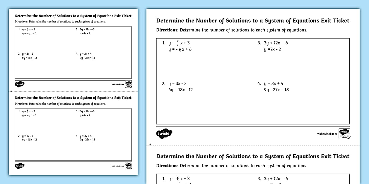 Eighth Gr. Dtr. the Number of Solutions to a System of Eq.