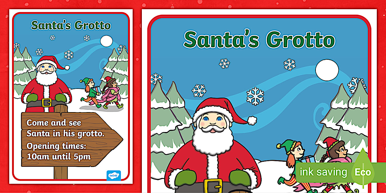 Santa's Grotto Display Poster (teacher made) - Twinkl