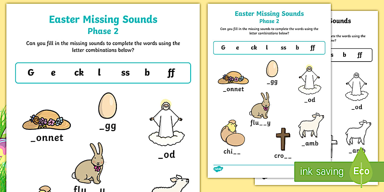 Easter Phase 2 Missing Sounds Worksheet (Teacher-Made)
