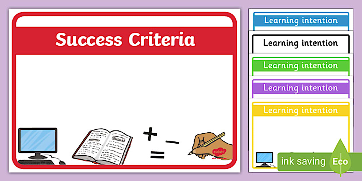 Success Criteria and Learning Intention Resource Pack