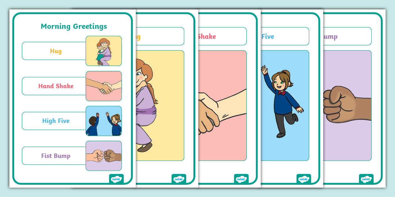 A1 Póster: Saludos matinales en inglés - Twinkl