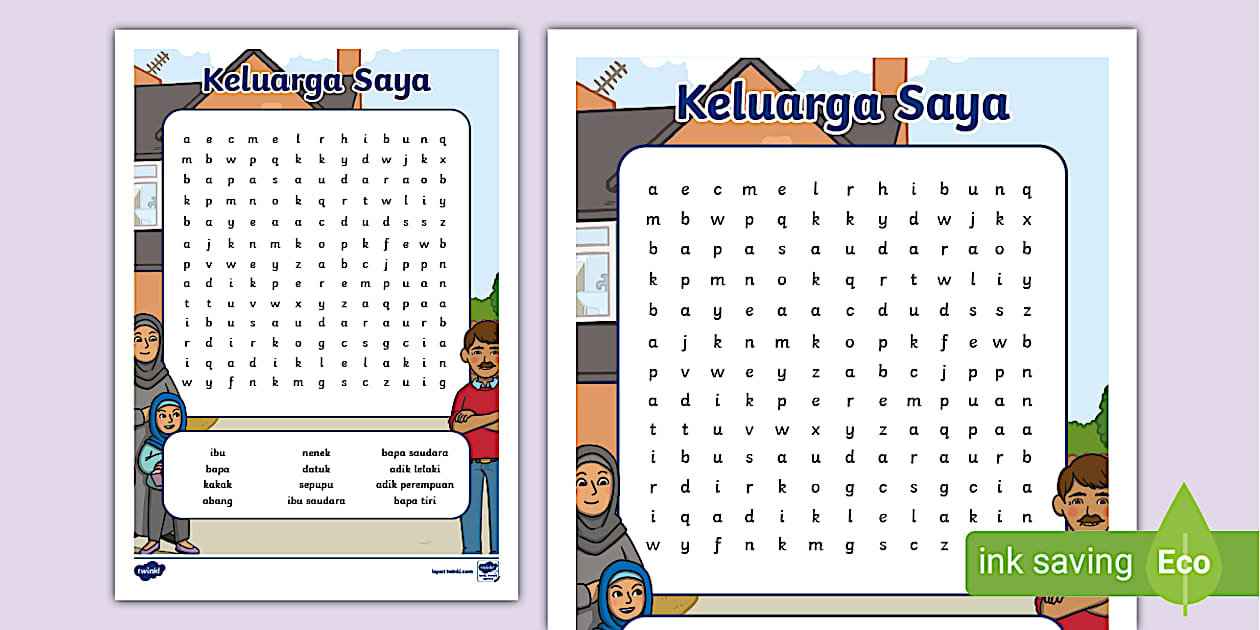 Keluarga Saya - Cari Perkataan Tersembunyi Bahasa Melayu