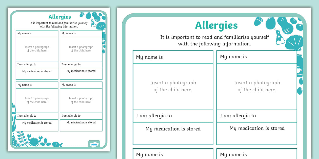 Editable Classroom Allergy Poster (teacher made) - Twinkl