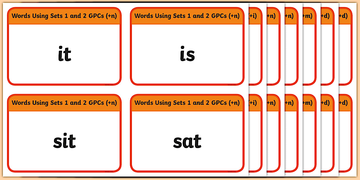 Words Using Sets 1 and 2 GPC Word Cards (teacher made)