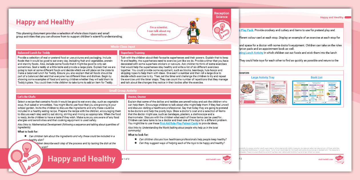 EYFS Planning Happy and Healthy Reception White Rose Science