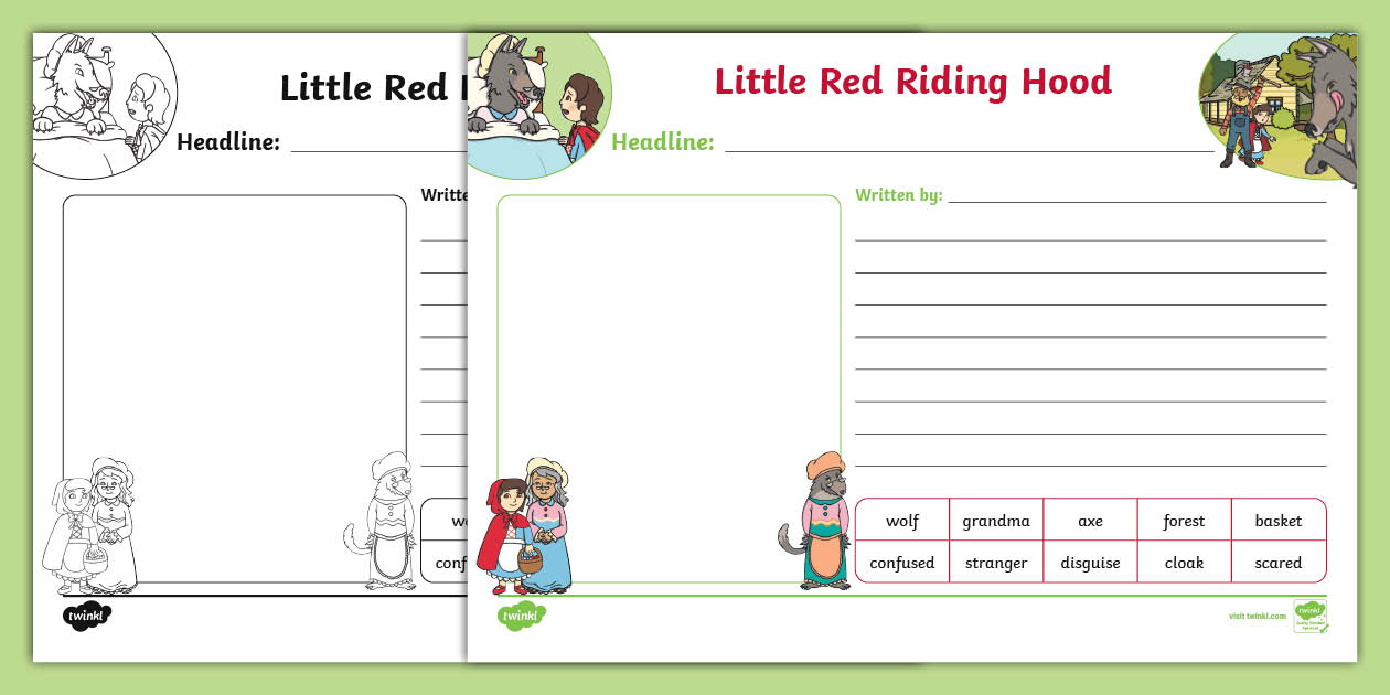 Little Red Riding Hood Newspaper Writing Template - Twinkl