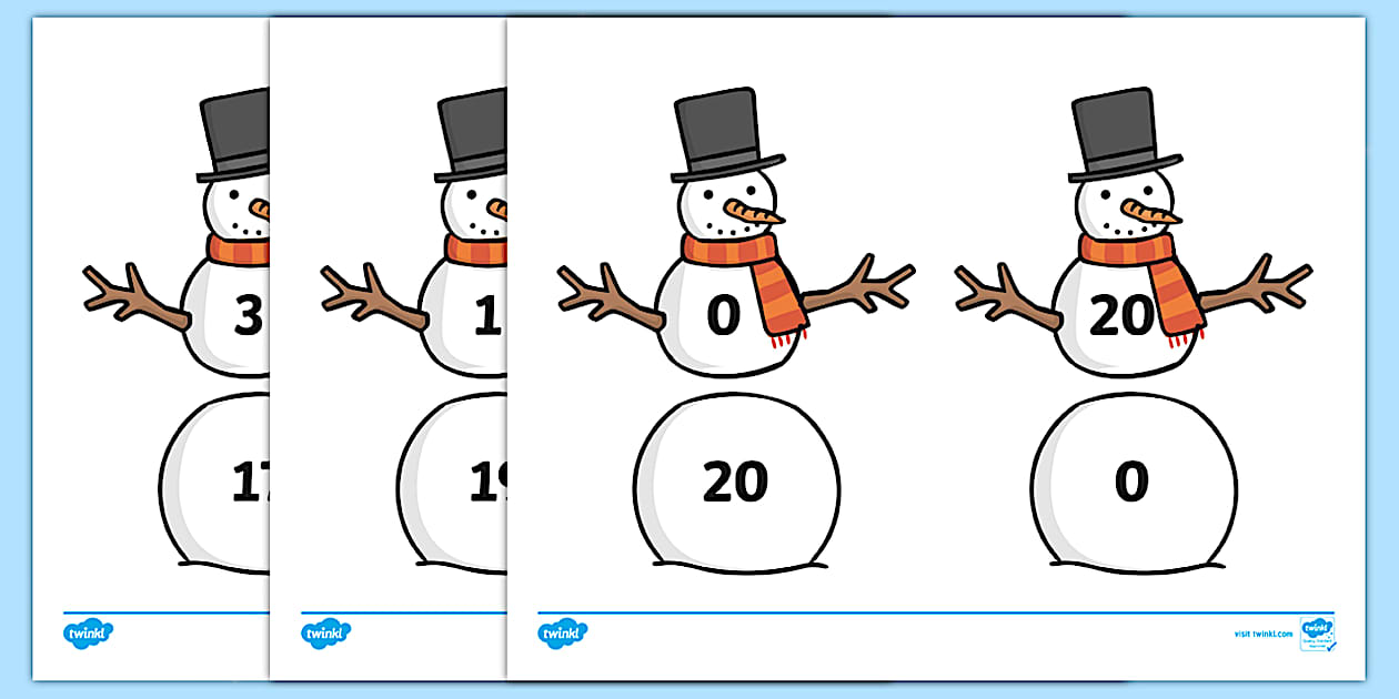 Black and White Snowman Number Bonds of 20 (teacher made)