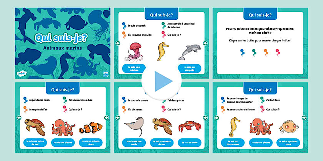 QUI SUIS-JE ANIMAUX MARINS JEU POWERPOINT (Teacher-Made)