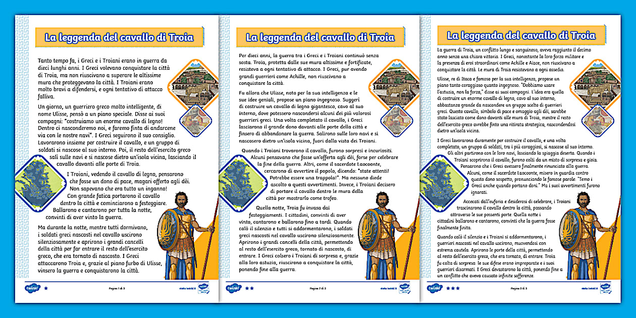 La leggenda del cavallo di Troia - Lettura (teacher made)