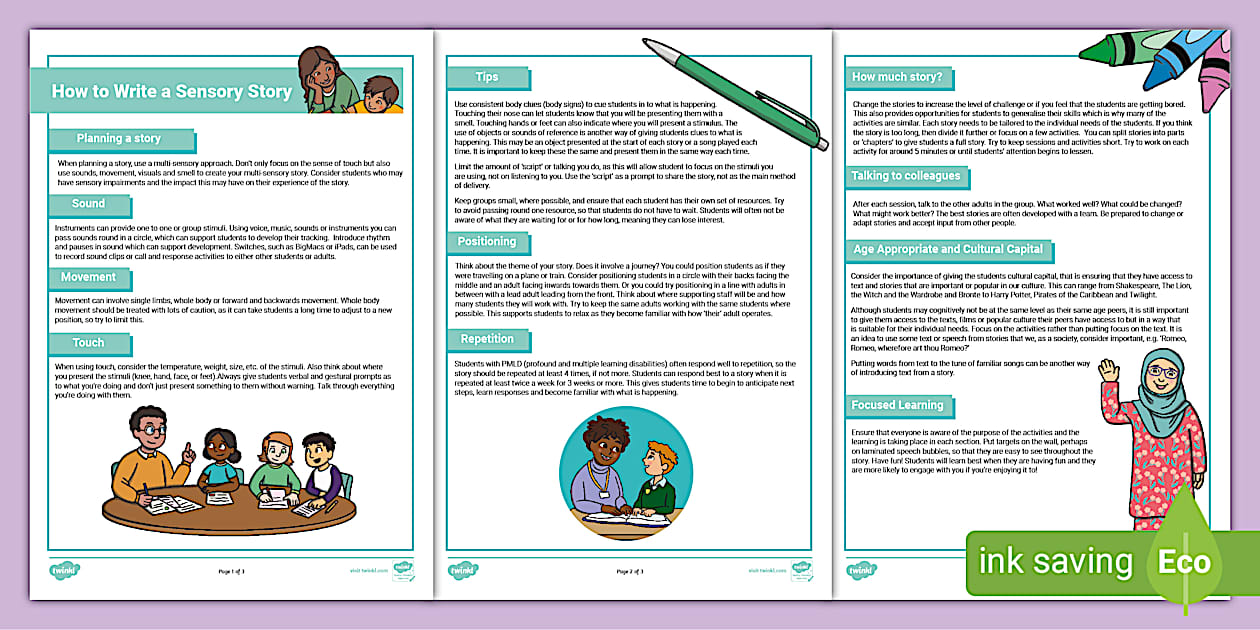 How to Write a Sensory Story Information Sheet - Twinkl