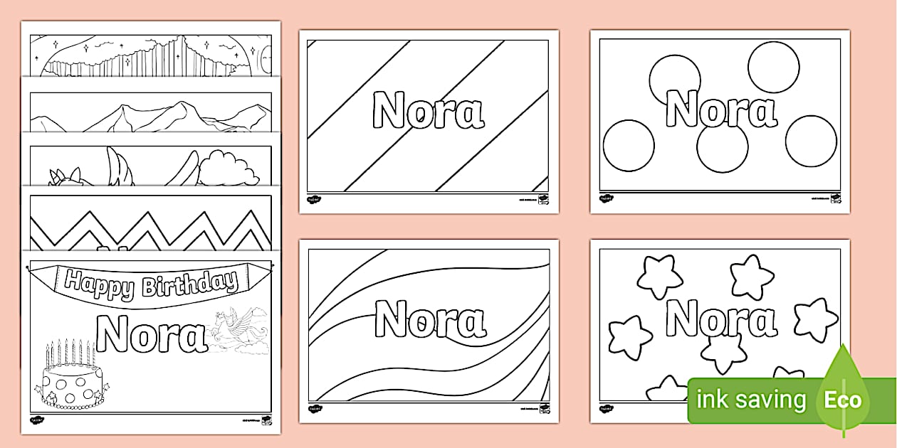 Nora Name Simple Colouring Activity Sheet (teacher made)