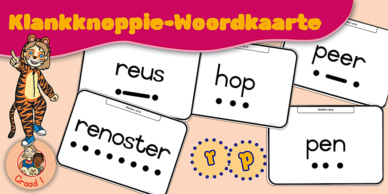 Graad 1, Kwartaal 1 Klankknoppie-Woordkaarte: Klanke r en p (KABV Belyn)