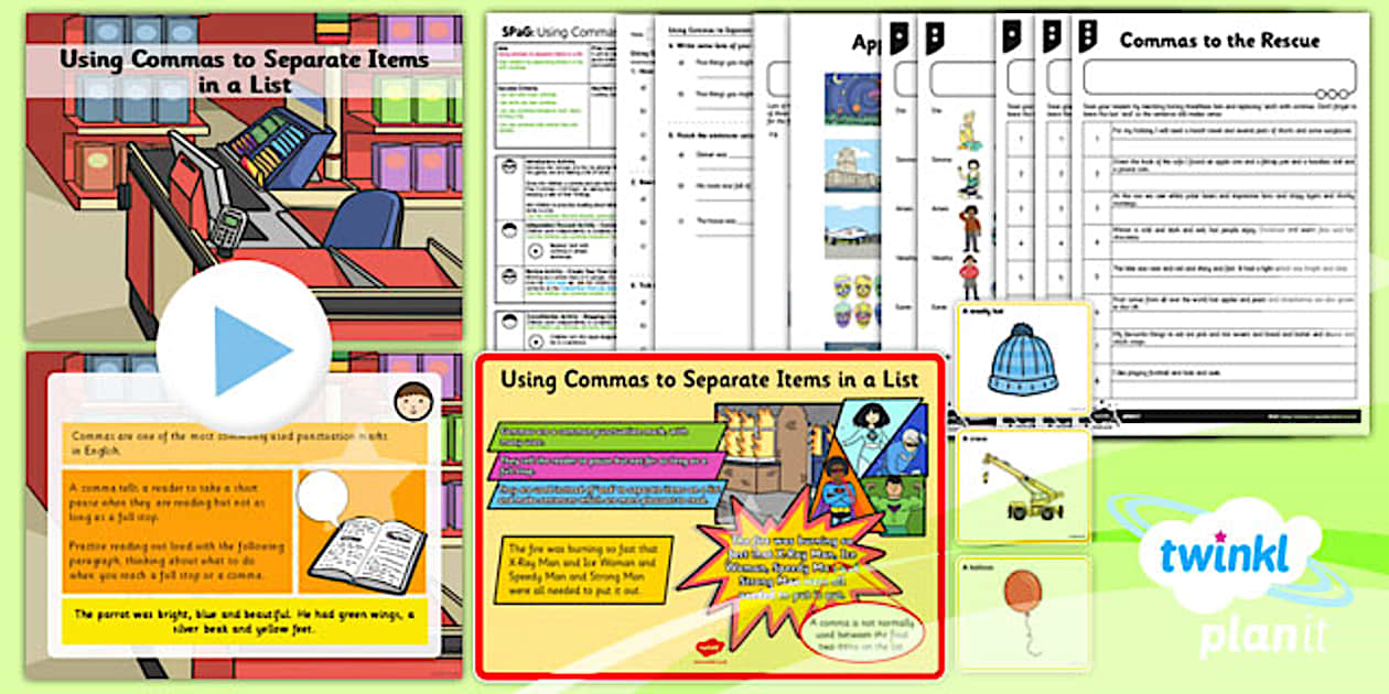 PlanIt Y2 SPaG Lesson Pack: Using Commas to Separate Items in a List