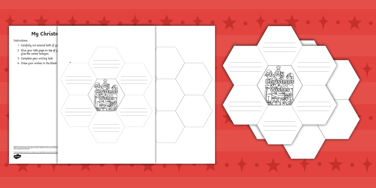 Christmas Wishes Hexagon Writing Template