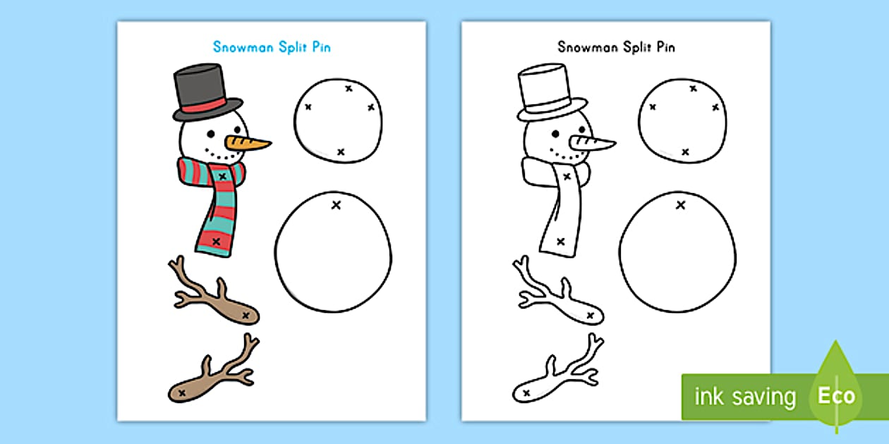 Snowman Split Pin Craft (Teacher-Made) - Twinkl