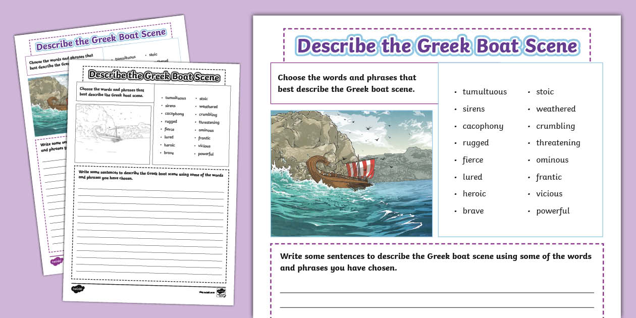 Describe the Greek Boat Scene Worksheet (teacher made)