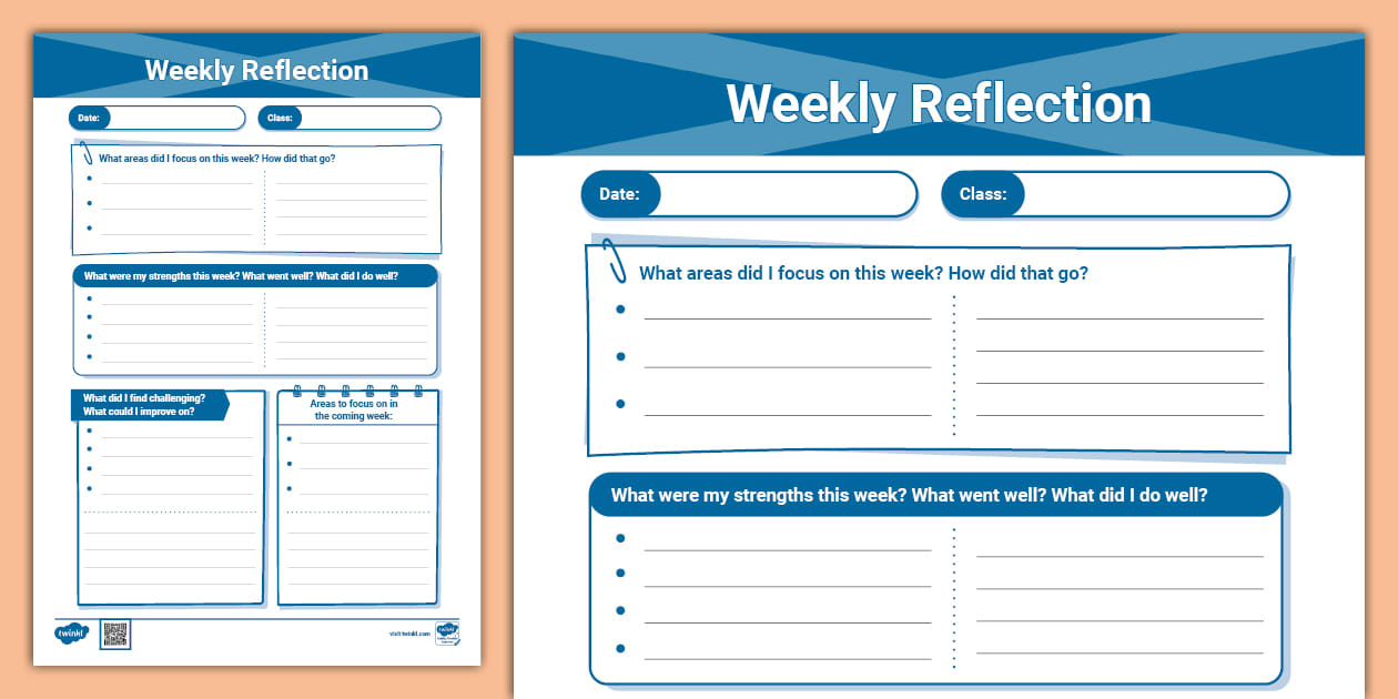 Probationer Weekly Reflection Editable Template - Twinkl