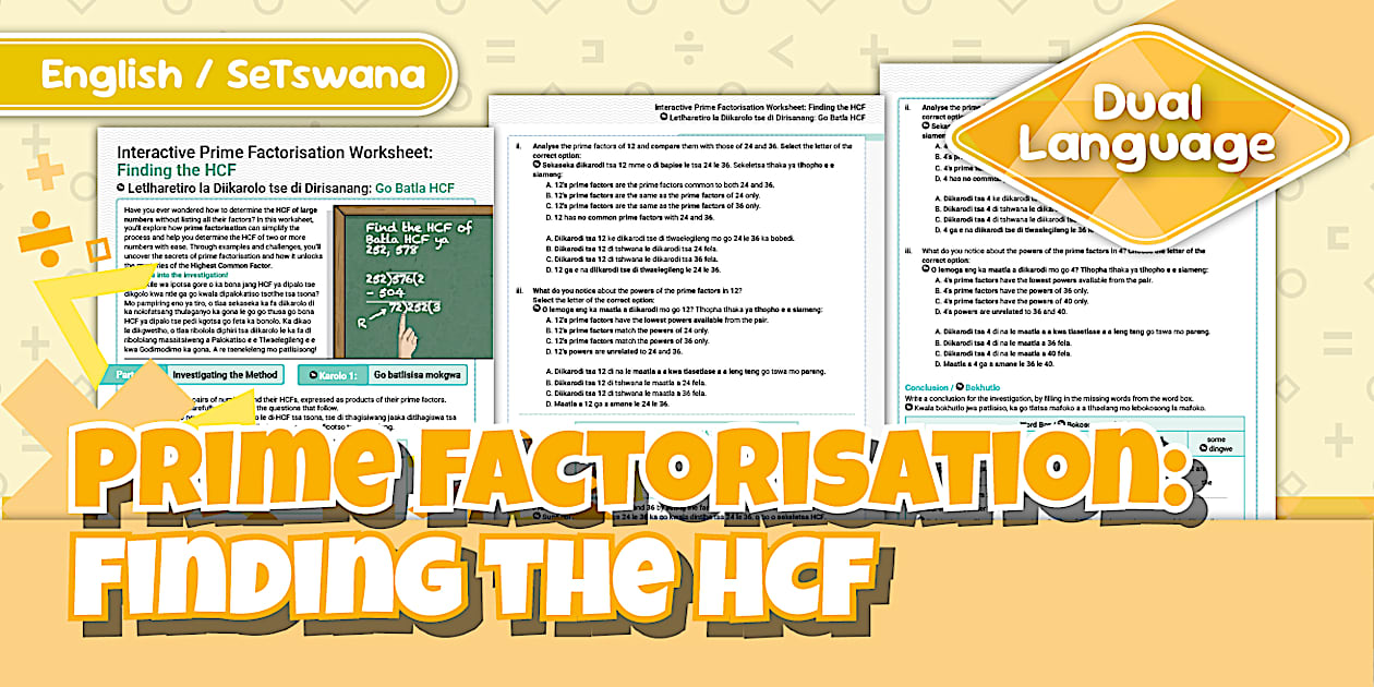 Senior Phase Maths - Term 1 - Interactive Prime Factorisation Worksheet