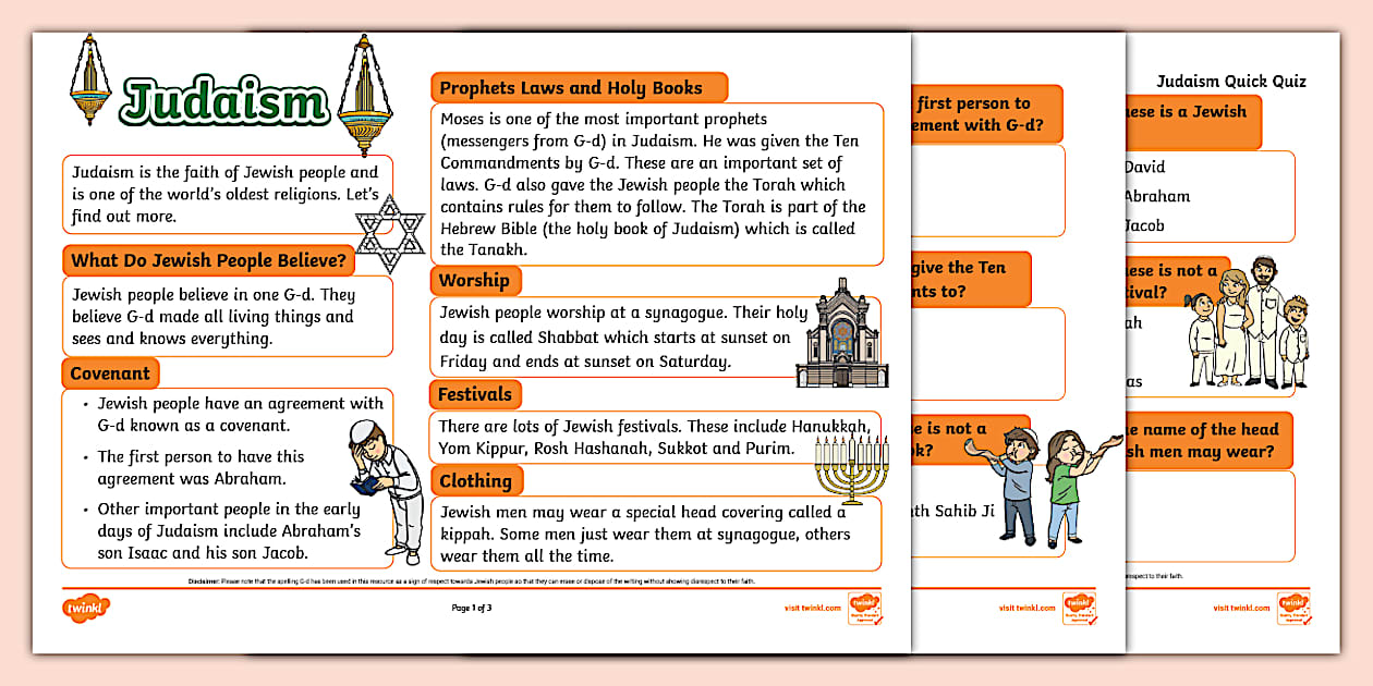 Fact file and quiz about Judaism (teacher made) - Twinkl
