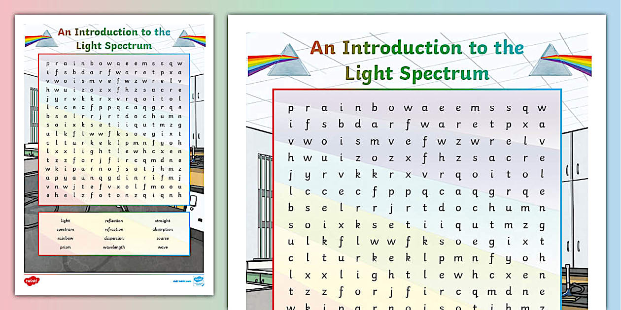 An Introduction to the Light Spectrum Science Word Search