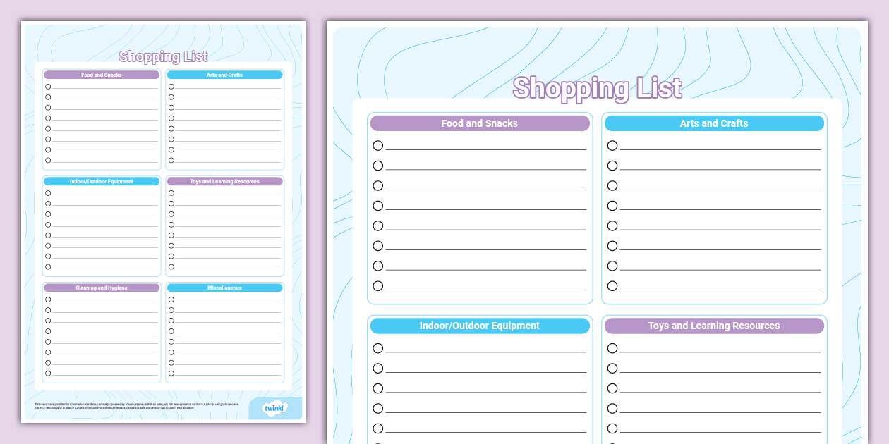 Early Years Educator Shopping List (teacher made) - Twinkl