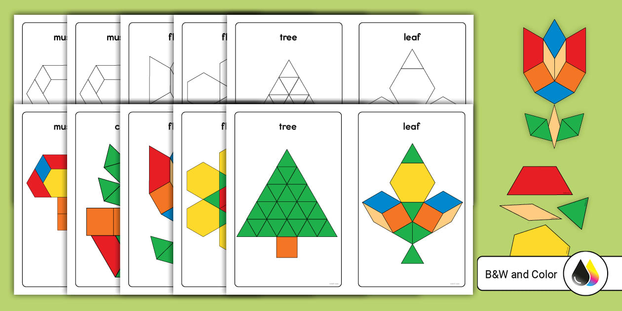 Nature Pattern Block Cards (teacher made) - Twinkl