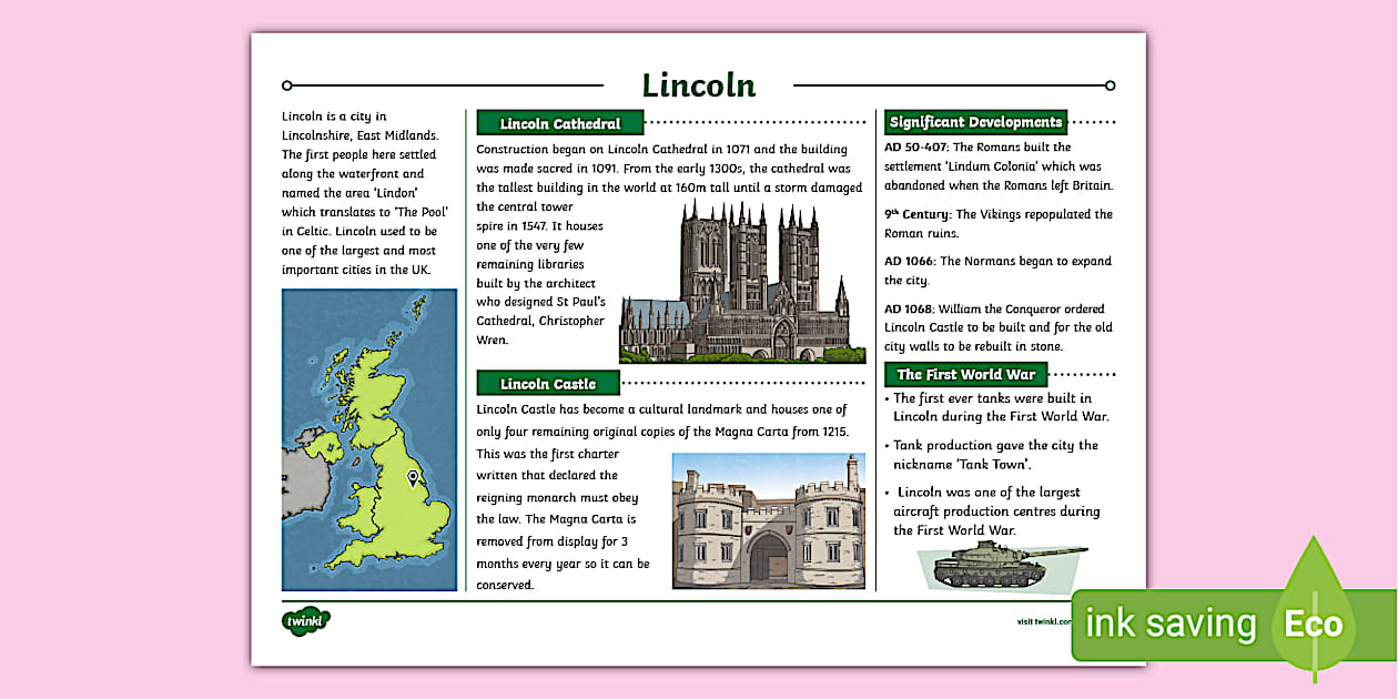 Lincoln Local History Fact File (Teacher-Made) - Twinkl