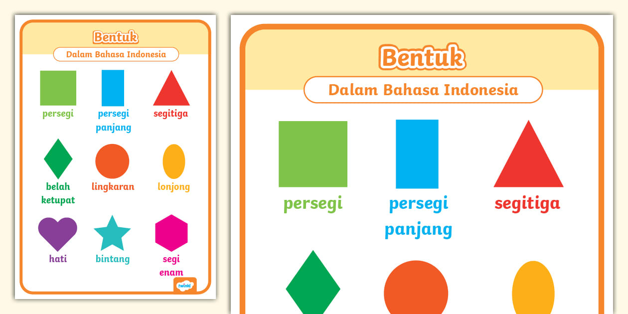 Indonesian Shapes Poster | Bentuk Dalam Bahasa Indonesia