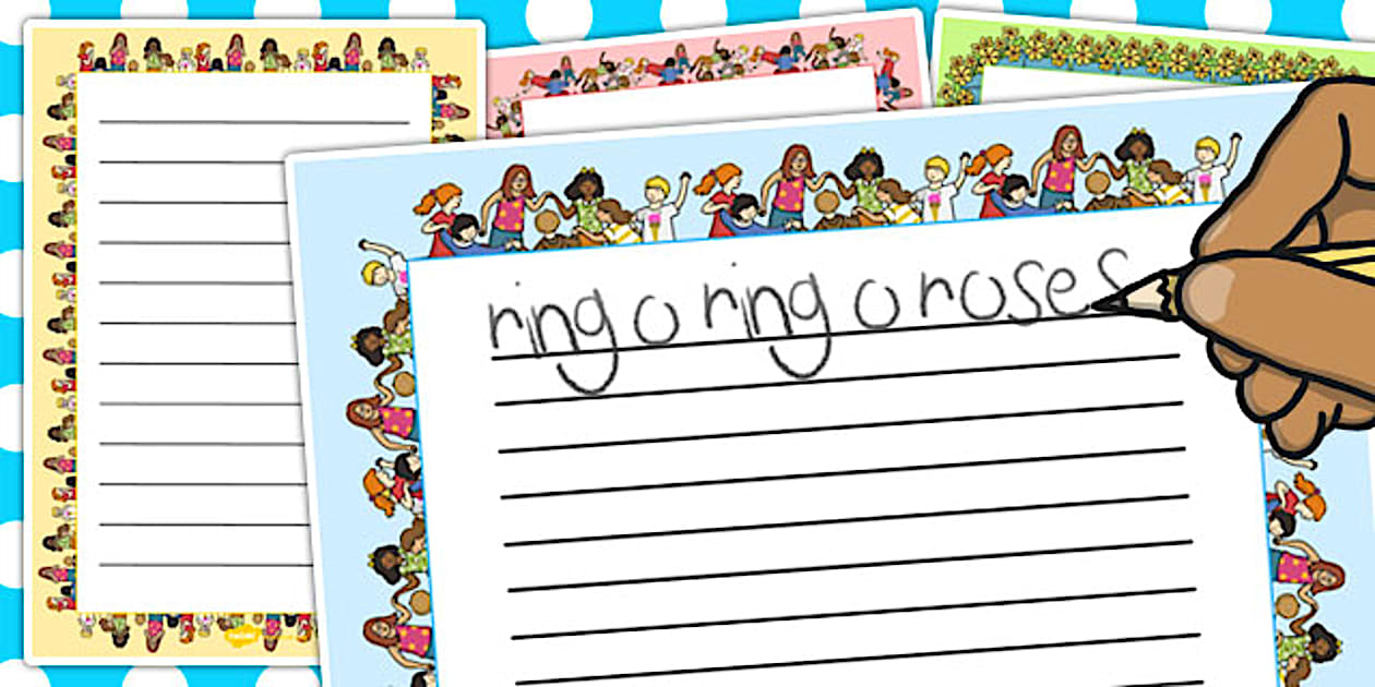 Ring-a-ring O' Roses Decorative Portrait Page Borders - nursery