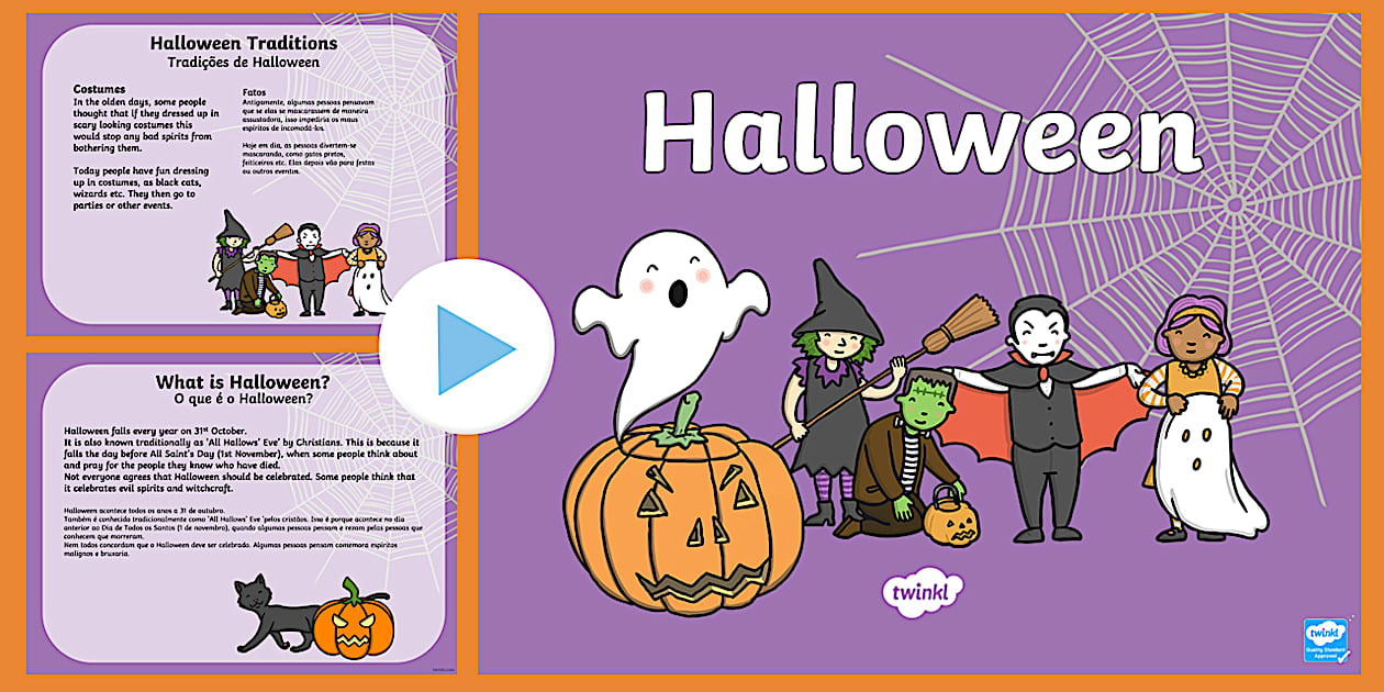 All About Halloween PowerPoint in English & Portuguese