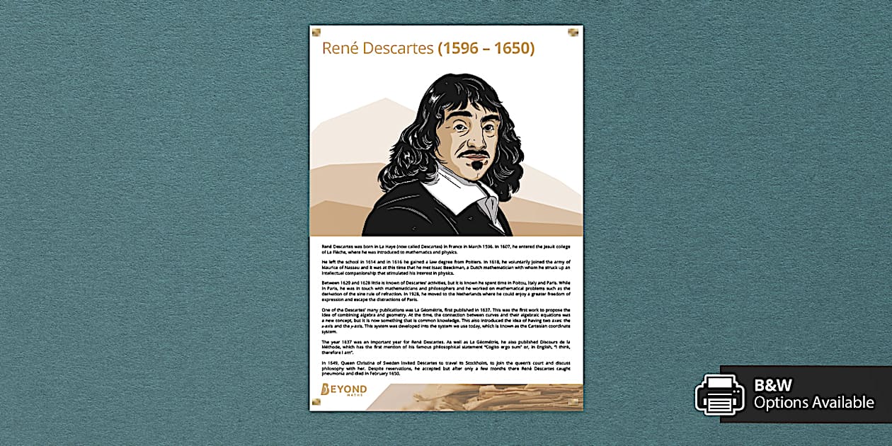 👉 René Descartes Poster | Classroom Display | Beyond Maths