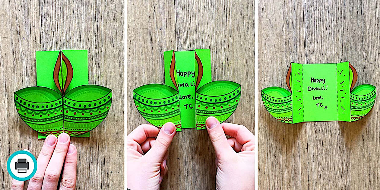 Diya Folding Card | Diwali Crafts (teacher made) - Twinkl