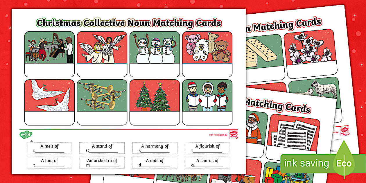 Christmas Collective Nouns Matching Cards (teacher made)