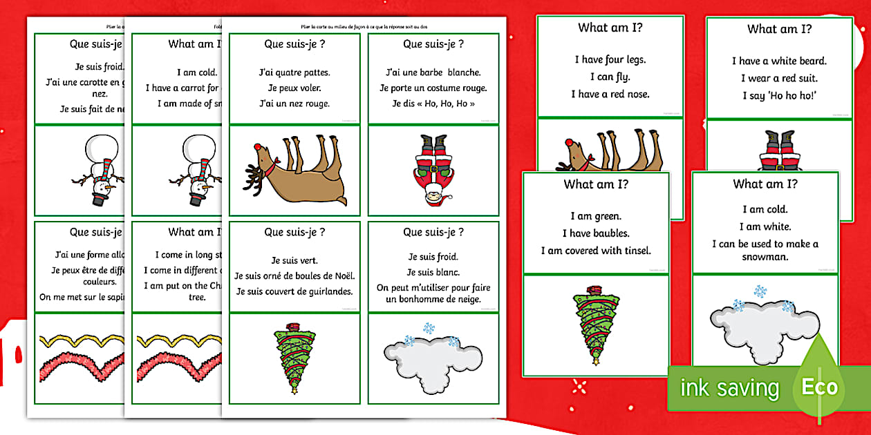 What Am I Christmas Guessing Game English/French - Twinkl