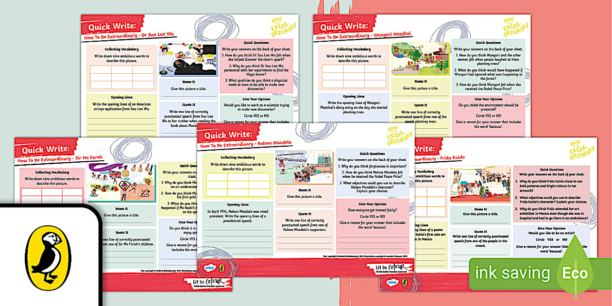 FREE! - How To Be Extraordinary: Quick Write Activity Mats - Bumper ...
