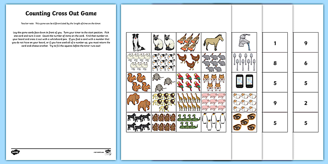 Numbers to 10 Counting Cross-out Game (teacher made)