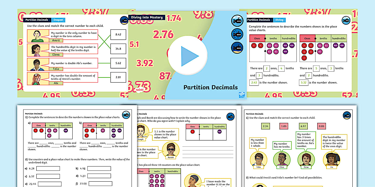 👉 Y4 DiM: Step 3 Partition Decimals Teaching Pack