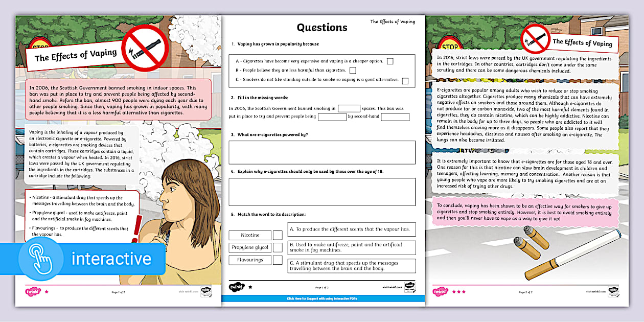 The Effects of Vaping Activity | Interactive PDF | Reading